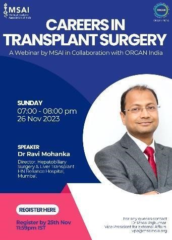 Webinar with MSAI on Career in Transplant Surgery - Organ India